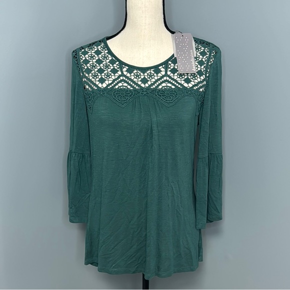 Daniel Rainn | Tops | Nwt Daniel Rainn Womens Teal Lace Detail 34 Bell ...